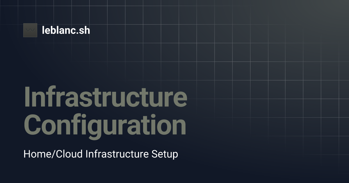 Infrastructure Configuration | leblanc.sh